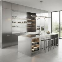China Custom Configurable Stainless Steel Kitchen Cabinet with Island-Centered Planning and Long-Term Value for sale