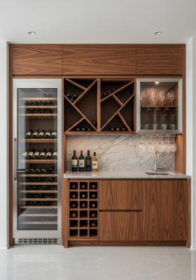 China Rosewood Grain Wine Cabinet with Climate Control in 304 Stainless Steel for sale
