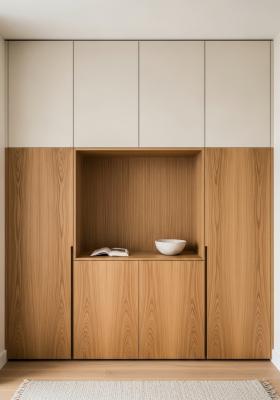 China Japandi Oak Bedroom Wardrobe in 304 Stainless Steel with Shoji Screens for sale
