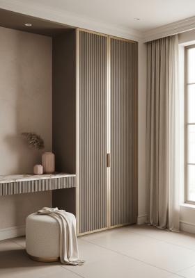 China Petite Chambre Taupe Fluted Wardrobe in 304 Stainless Steel for sale