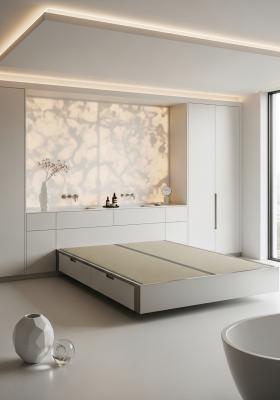 China Floating Platform Tatami Bed in 304 Stainless Steel with Pearl Nano-Finish for sale