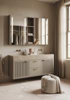 China Soft Taupe Fluted Vanity Cabinet in 304 Stainless Steel for sale