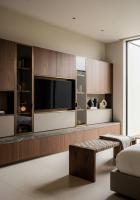 China Hotel Atmosphere Walnut Media Console in 304 Stainless Steel for sale
