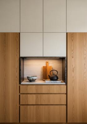 China Japandi Oak Bedroom Wardrobe with Shoji-Inspired in 304 Stainless Steel for sale