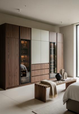China Hotel Walnut Wine Reserve & Climate Cabinet in 304 Stainless Steel for sale