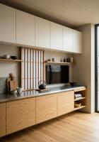 China Japandi Oak Media Console with Shoji Screens in 304 Stainless Steel for sale