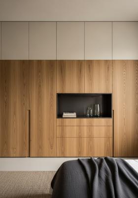 China Japandi Oak Bedroom Wardrobe in 304 Stainless Steel for sale