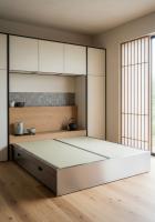 China Low-Profile Japandi Tatami Platform Bed in 304 Stainless Steel for sale
