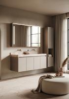 China Taupe Silk Fluted Vanity Cabinet in 304 Stainless Steel for sale