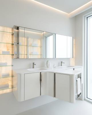 China Luminous Pearl Vanity with Mirror-Polished Accents in 304 Stainless Steel for sale