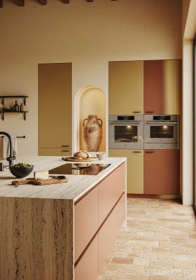 China Sun-Baked Terracotta Kitchen Island in 304 Stainless Steel for sale