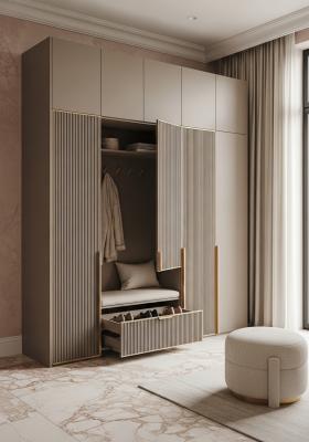 China Taupe Fluted Entryway Shoe Cabinet in 304 Stainless Steel for sale