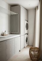 China Whitewashed Ash Laundry Cabinet with Drying Rack in 304 Stainless Steel for sale