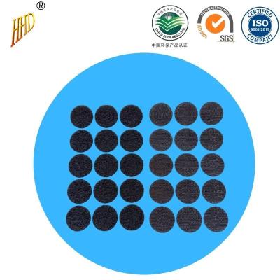 China Black Round Nylon Self-Adhesive Hook and Loop Tape 25mm Strong Adhesion Reusable for Industrial Fastening for sale