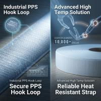 China 260°C Heat Resistant PPS Hook and Loop Strap Fireproof Flame Retardant Fastening for sale