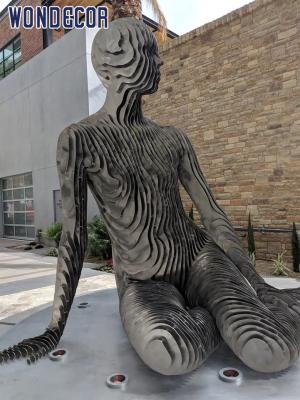 China Outdoor Stainless Steel Garden Sculptures  165cm Sitting Women Shape for sale