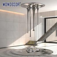 China Silvery Stainless Steel Wall Sculpture Water Drop Sculpture 170cm for sale