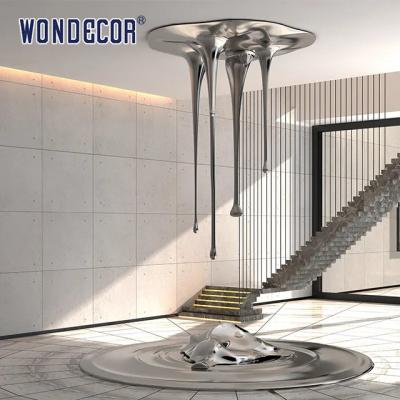 China Silvery Stainless Steel Wall Sculpture Water Drop Sculpture 170cm for sale