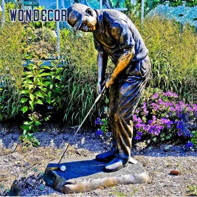 China Customized Golf Player Bronze Athlete Statue For Outdoor Decoration for sale