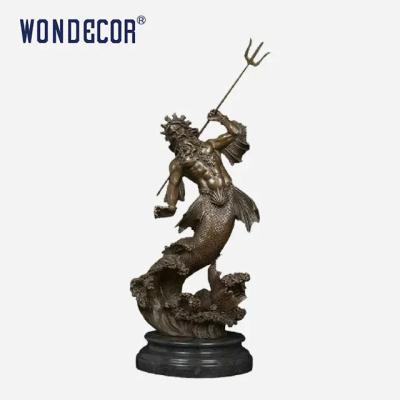 China Custom brass Bronze Statues Sculpture Emperor Poseidon shape for sale