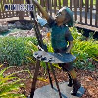 China Custom Life Size A bronze statue of a young painter painting oil on tiptoe for sale