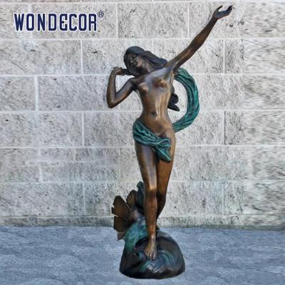 China Customized garden decoration, life-size metal brass statue of a beautiful woman for sale