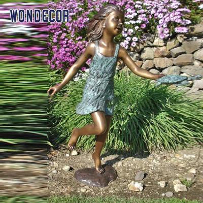 China Custom Life Size A bronze statue of a girl playing in the garden for sale