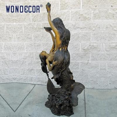 China Customized Life Size Outdoors Garden Decoration Mermaid Bronze Statue for sale