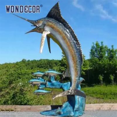 China Interesting outdoor garden decoration with large bronze sailfish sculptures for sale