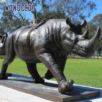 China Human Sized Custom Bronze Sculpture Bronze Rhinoceros Sculpture Metal Casting for sale