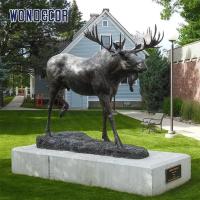 China Large animal wild decoration garden home artwork brass moose sculpture for sale