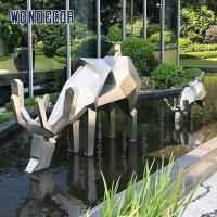 China Geometric Polyhedral Deer Forged Metal Sculpture 120cm For Outdoor Decoration for sale