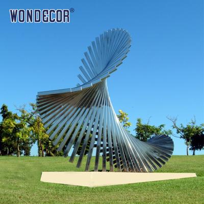 China 3d Stainless Steel Sculpture Artists Lottery Gradual Spiral Square Tube Geometry for sale