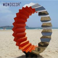 China Three Dimensional Stainless Sculpture Folded Corner Cylinder Geometry for sale