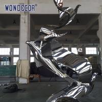 China Geometry Mirror Stainless Steel Sculpture Peace Dove And Young Bird for sale