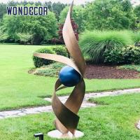 China Twisted Stainless Steel Art Sculptures Spiral Gradient Strip Geometric for sale