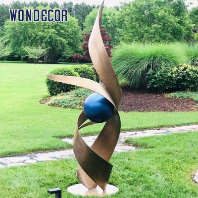China Twisted Stainless Steel Art Sculptures Spiral Gradient Strip Geometric for sale