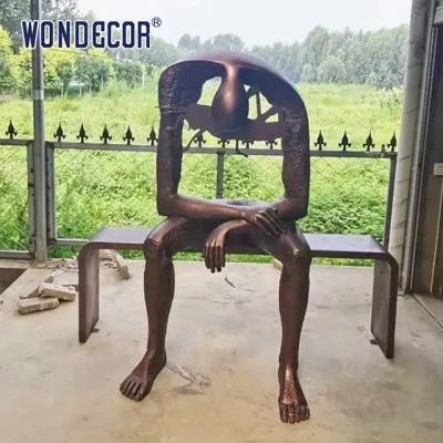 China Sad Person Carving Bronze Garden Sculptures Timeless for sale