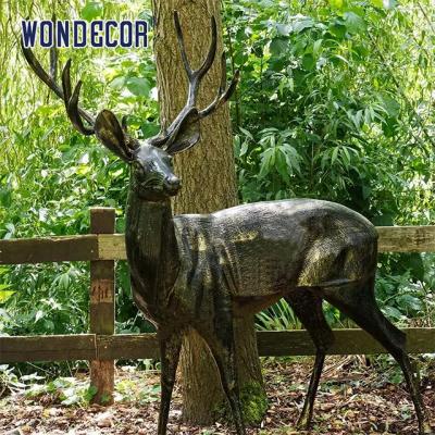 China Real Size 3d Bronze Deer Sculpture Smooth Texture for sale