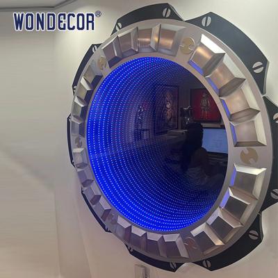 China Customized Metal Wall Art Sculpture Modern Lighting Circular Stainless Steel Decoration for sale
