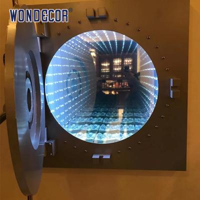 China Mirror Stainless Steel Wall Sculpture Customized Led Lighting Square Geometric Decoration for sale