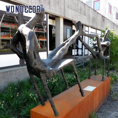 China Weather Proof Bronze Garden Ornaments People Sitting And Playing Together for sale