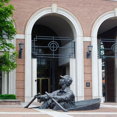 China People Rowing Boats Bronze Statues Sculpture On Streets Of Park Square for sale