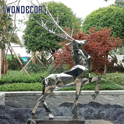 China Abstract Outdoor Stainless Steel Artists Garden Geometry Sika Deer Highly Crafted for sale