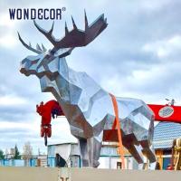 China Unique Outdoor Stainless Steel Sculpture Large Public Art Geometry Elk for sale