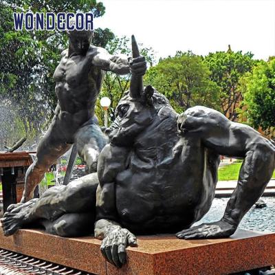 China Expressive Large Bronze Sculpture Greek Mythological Figures Minotaur And Theseus for sale