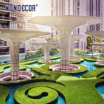 China Large Forged Metal Sculpture Geometric Hollow Pavilion for sale