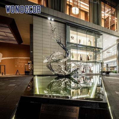 China Large Scale Stainless Steel Sculpture Artists With Water Splashes In Outdoor Squares for sale