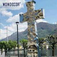 China Outdoor Square Large Metal Art Cross Stainless Steel Sculpture for sale