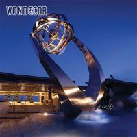 China Large LED Modern Outdoor Fountain Stainless Steel Sculpture With Globe for sale